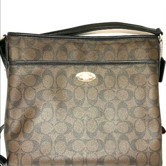 Coach | Bags | Coach F34938 Signature File Crossbody Leather Bag Brown ...